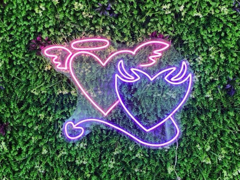 Angel Devil Neon Sign – Custom Heart Neon Sign for Weddings and Bedroom ...
