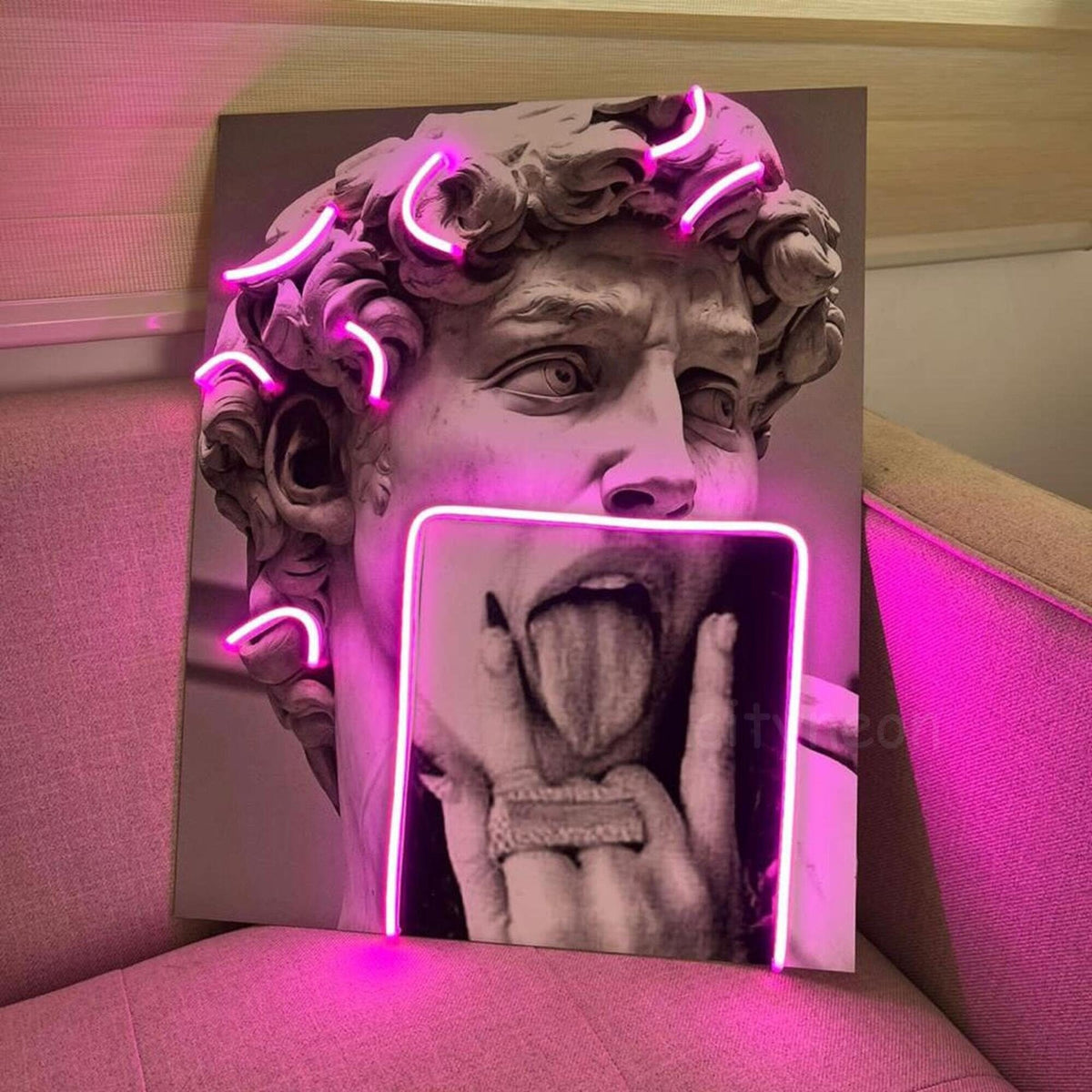 David Neon Sign - Contemporary Art Framed Neon Sign for Modern Decor ...