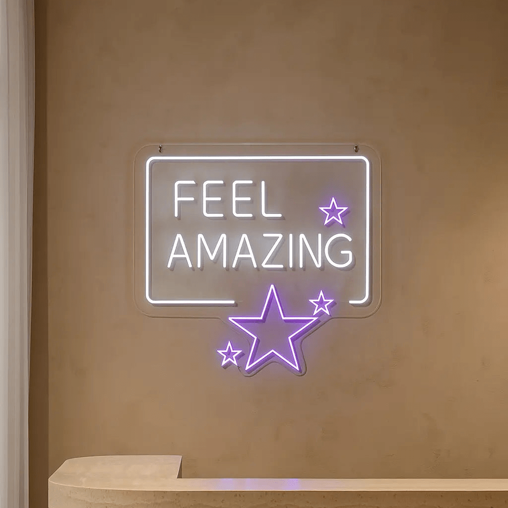 Feel Amazing LED Neon Sign – Motivational Wall Light for Spa, Gym ...