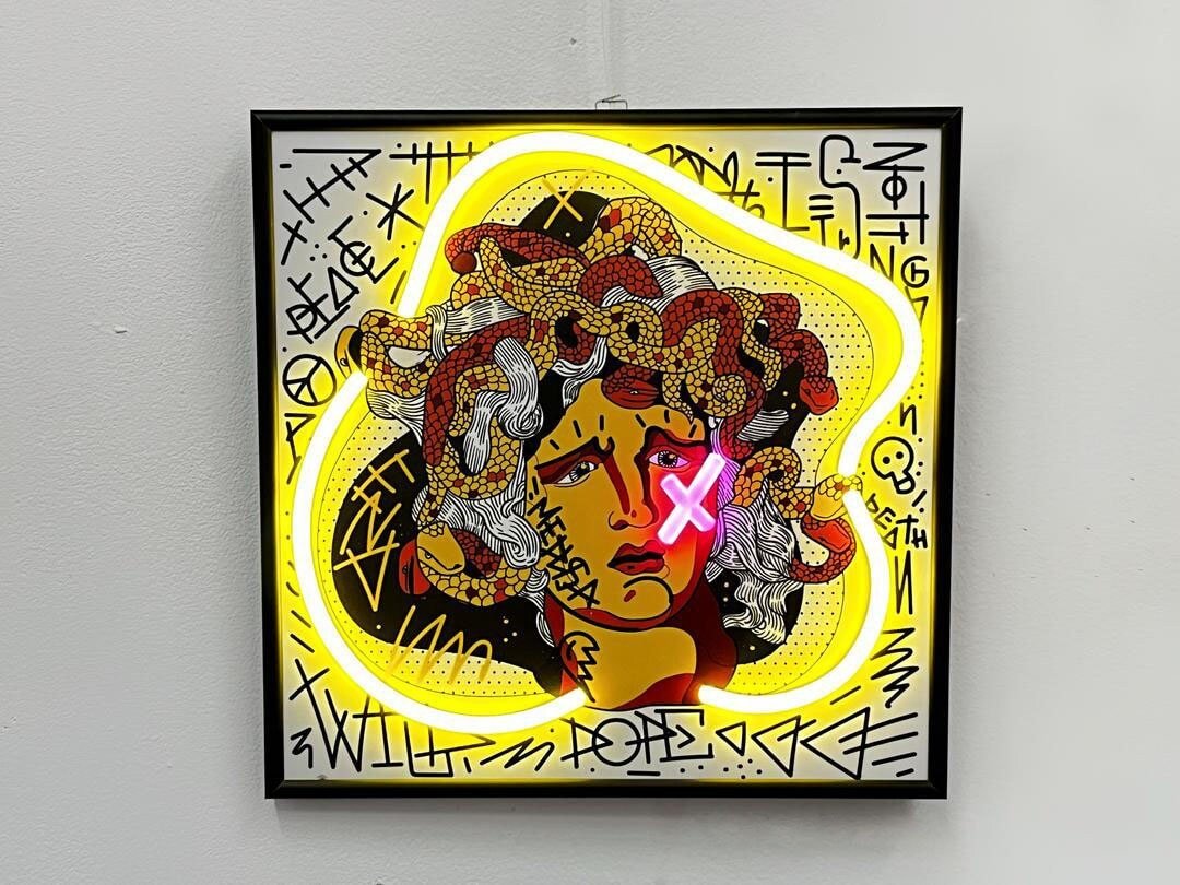 Neon Medusa Miniature: Vibrant Urban Legend Art - Luminous Pop Culture ...