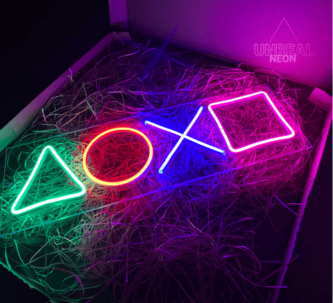 PlayStation Neon Sign - Iconic Gaming Symbols LED Wall Art, Perfect for ...