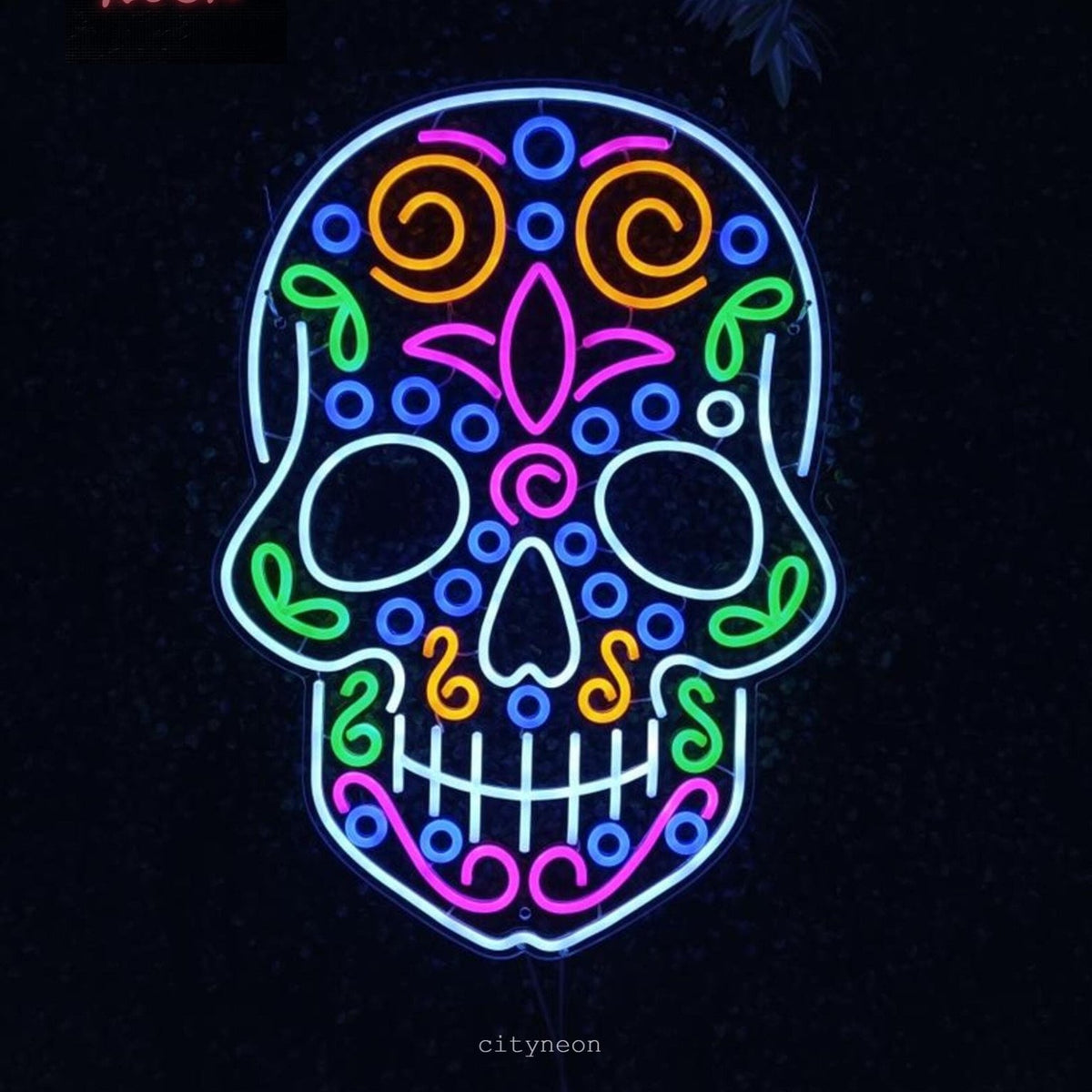 Calavera LED Neon Skull Sign - Day of the Dead Decor